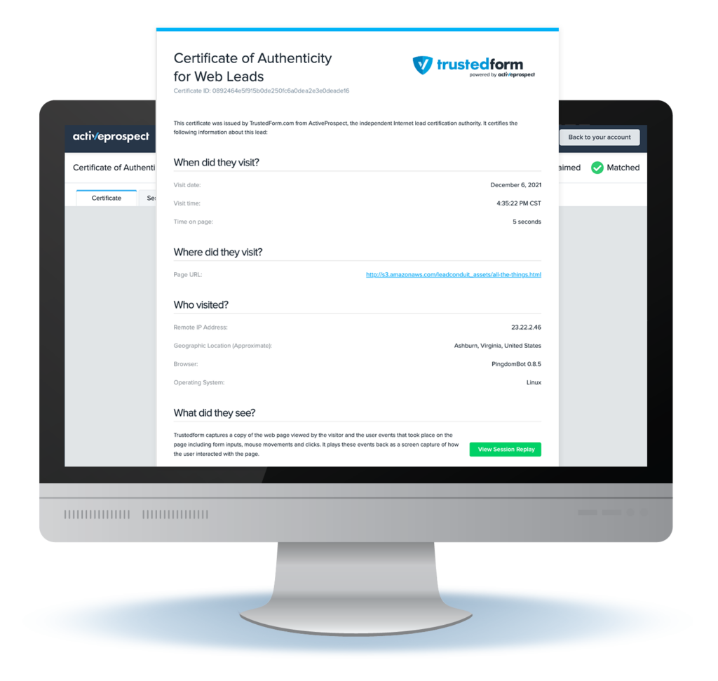 TrustedForm Retain - ActiveProspect